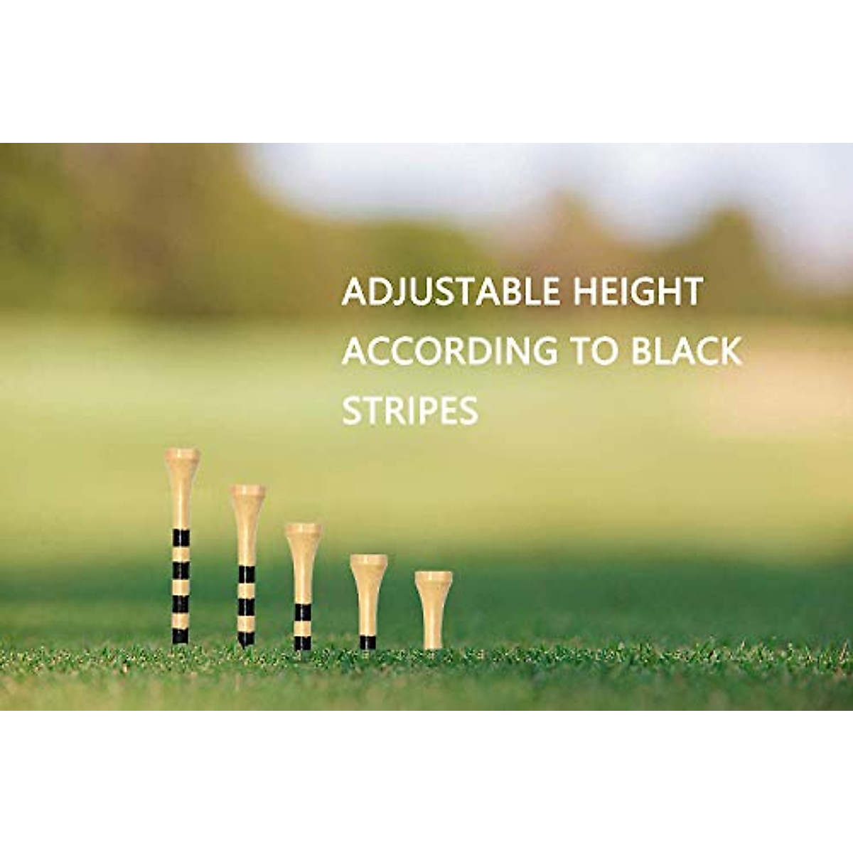 Zivisk Wooden Golf Tees 2-3/4 inch 100 Count, 2.75" Long Golf Wood Bamboo Tees(Natural Color&Green,70mm)