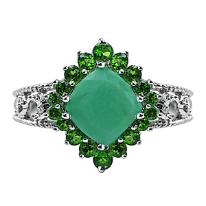 CARILLON Rotational Move Chrysoprase Chrome Diopside 925 Silver Christmas Cocktail Ring (Sterling Silver, 10.5)