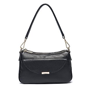 Fashion Shoulder Bag Elegant Women Quality Genuine Leather for Ladies Girl Black