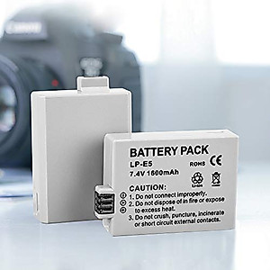 LP-E5 Battery Pack, 2-Pack E5 Battery Compatible with EOS Rebel XS, Rebel T1i, Rebel XSi,1000D, 500D, 450D, Kiss X3, Kiss X2, Kiss F Digital Camera.