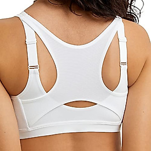 Champion womens Motion Control Zip Sports Bra, White, 38DD US