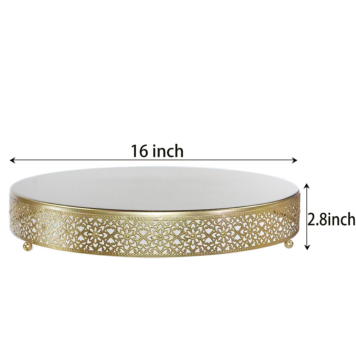 FEICTPOX Cake Stand, Metal Round Cupcake Dessert Stand Cake Display Holder Cookies Fruit Serving Tray Decor for Wedding Party Birthday Baby Showers Anniversary,Gold 16"