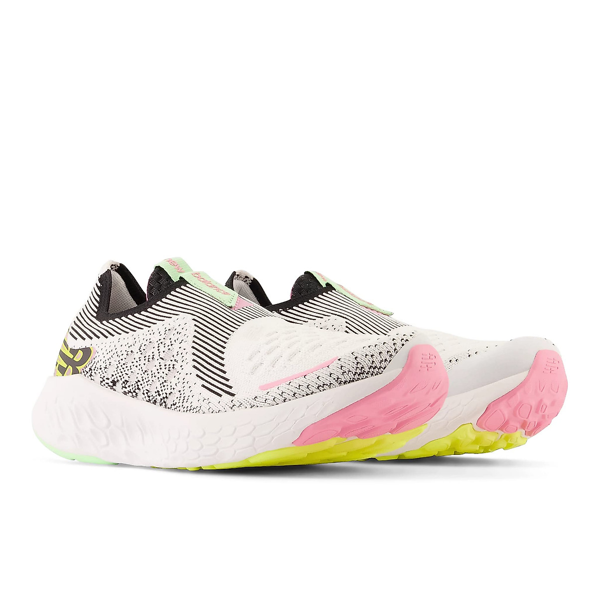 New Balance Women's Fresh Foam X 1080 Unlaced, White/Black/Vibrant Green/Bubblegum, 7.5