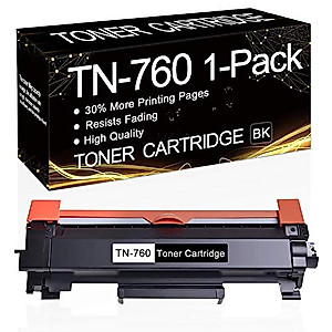 1 Pack TN-760 Black TN760 Toner Compatible Toner Cartridge Replacement for Brother MFC-L2710DW MFC-L2750DW MFC-L2750DWXL HL-L2350DW HL-L2370DW HL-L2370DWXL HL-L2390DW HL-L2395DW DCP-L2550DW Printers.