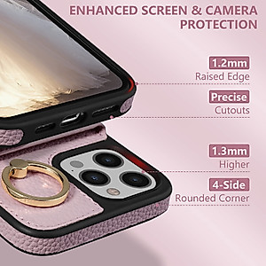 Keallce Case for iPhone 12 Pro Max 6.7'' 2020, Flip Wallet Case with Card Slots, Ring Stand Holder Kickstand, Folio Leather Protective Phone Cover for Women Compatible with iPhone 12 Pro Max 5G, Pink