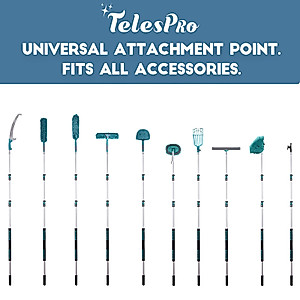 TelesPro 5-12FT Telescoping Extension Pole | Lightweight Aluminum Rod | Multi-Purpose Extendable Pole with Universal Twist-on Metal Tip | Ideal for Painting, Dusting, Window Cleaning,Tree Sawing