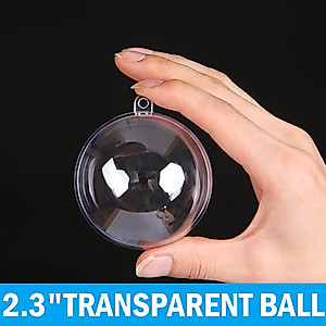 ufun Clear Ornaments for Crafts, Fillable Christmas Balls 2.36inch Transparent Plastic Hanging Home Decor Xmas Wedding Garden Tree Party Gift Box Decoration 12 Pack