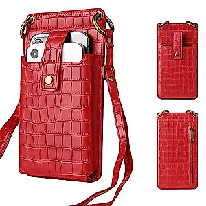 seOSTO Cell Phone Purse Wallet Small Crossbody Bags Mini Shoulder Bag With Credit Card Slots and Mirror,Suit For Most Smartphone