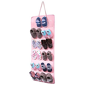RUIZHIXUAN Over The Door Hanging shoe organizers for 12 Pairs, Hanging Shoes Organizer (Pink)