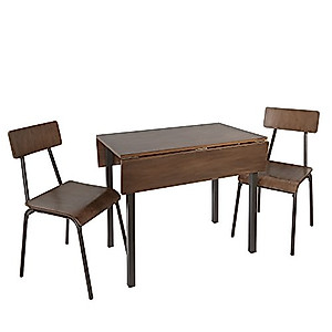 Silverwood Owen 3-Piece Industrial Wood and Metal Dining Set Table and Chairs, 36" x 36" x 30", Brown