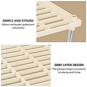 Mobestech Countertop Room Tier White Sundries Microwave Shelf Kitchen Living Household Condiment Holder Cabinet Organizer Bedroom Floor Functional Sundry Under Pantry Seasoning Home