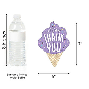 Big Dot of Happiness Scoop Up the Fun - Ice Cream - Shaped Thank You Cards - Sprinkles Party Thank You Note Cards with Envelopes - Set of 12