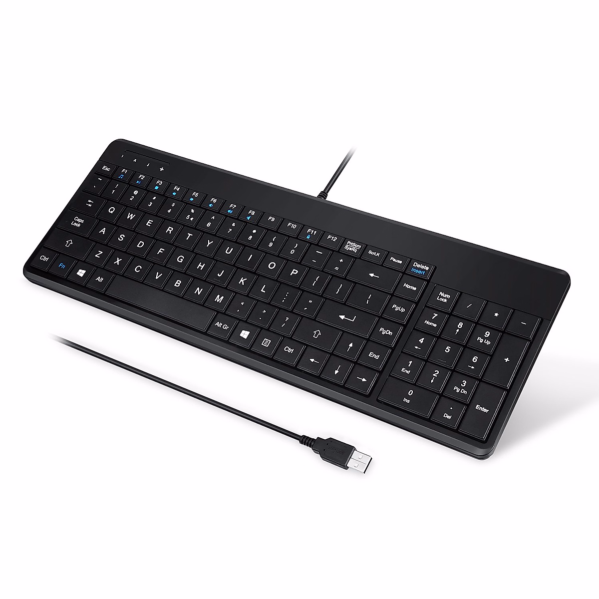 Perixx PERIBOARD-220 Wired USB Keyboard - Compact Size - 398x145x30 mm - US English Layout (11502)
