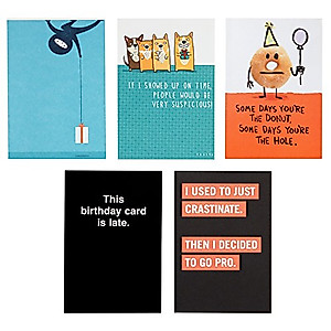 Hallmark Shoebox Funny Belated Birthday Card Assortment (5 Cards with Envelopes), Belated, 5 Cards (1399RZG1000)
