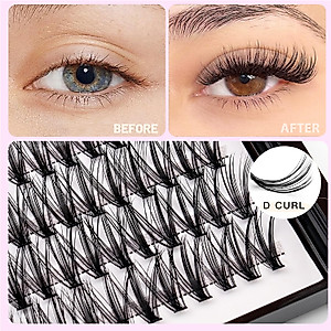 Dedila 8-22mm to Choose 20D/40D/60D/80D/100D Individual False Eyelashes Makeup Cluster Eyelashes Thickness 0.07mm D Curl Natural long Black Soft 3D Eye Lashes Extensions (20D-15mm)
