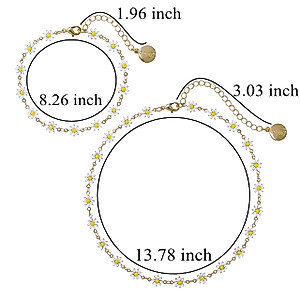 Coiris Daisy Choker Necklace Bracelet,Gold Chain Necklaces Jewelry Flower Jewelry Set for Women (N0085-White Petals)