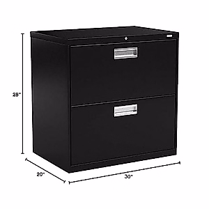 HON Brigade 2-Drawer Filing Cabinet - 600 Series Lateral Metal File Cabinet, 30"W by 19-1/4"D, Black (H672)