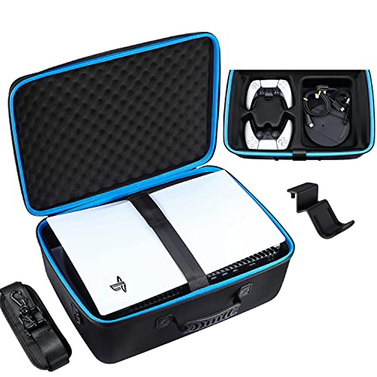 Migitec Hard-Shell Travel Case Compatible with PS5, Protective Carrying Case Holds Playstation 5 Console, Wireless DualSense Controllers, Original Base, Cables and Other Accessories