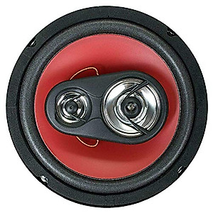 Audiobank 4X 6.5-Inch 800 Watts Peak Power Handling Total 3-Way Red Car Audio Stereo Coaxial Speakers Rubber Coated Cloth Speaker Surround Sensitivity -90dB -AB1670