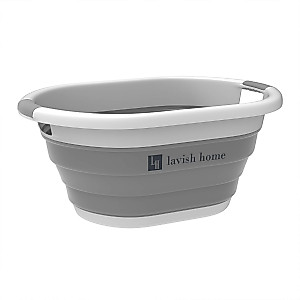 Collapsible Laundry Basket- Space Saving Pop Up Clothes, Multiuse Organizer/Storage Container with Comfort Grip Handles by Lavish Home (Gray)