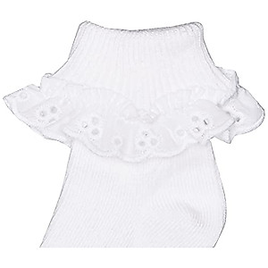 Jefferies Socks baby girls Newborn Eyelet Lace 3 Pair Pack infant and toddler socks, White, 12-24 Months US