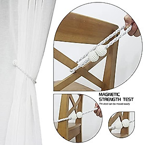 Nieffeiy Magnetic Curtain Tiebacks Convenient Curtains Drape Ties Backs Weave Rope Curtain Holdbacks for Outdoor Window Draperies (Silver, 4)