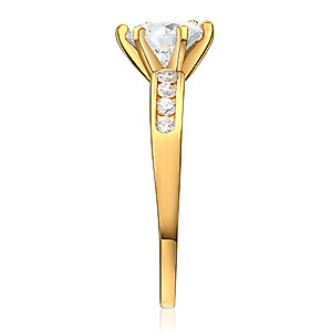 14k Yellow Gold SOLID Wedding Engagement Ring and Wedding Band 2 Piece Set - Size 9