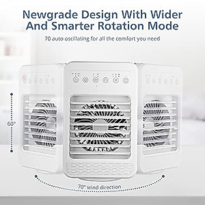 Portable Air Conditioner Fan, Small Air Conditioner Household Cooling Spray Fan-4 Fan Speeds, Multiple Light Colors， Duration 8h, USB Desktop Cooling Fan for Home, Bedroom, Indoor, and Office