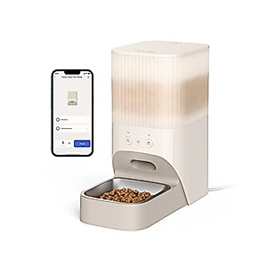 Nooie Pet Feeder, Smart Automatic Cat Feeder, 2.4GHz Wi-Fi, 3.8L Dry Food Dispenser, Portion Control, Low Food Detection, Real-Time Alerts, Clog-Free, Stainless-Steel Bowl, Suitable for Small Dogs