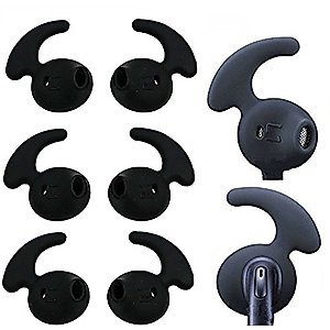 Replacement Eargel Tips for Samsung Galaxy S6 Edge S7 Edge Note 7 Earphones, BLUEWALL Samsung Galaxy S6 S7 Note 5 Ear Gels, Anti Slip Sport Hook Design, Black and White 4 Pairs (Black)