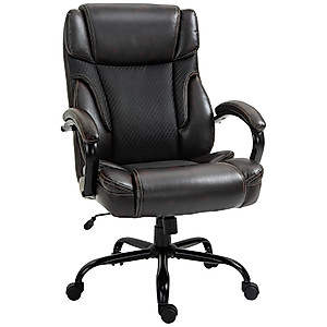 Vinsetto 484LBS Big and Tall Ergonomic Executive Office Chair with Wide Seat, High Back Adjustable Computer Task Chair Swivel PU Leather, Brown