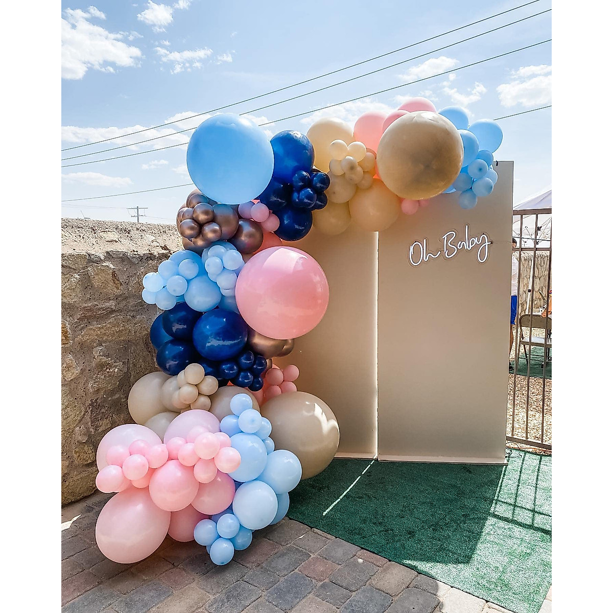 AJOYEGG Baby Blue Balloons Macaron Light Blue Balloon 100pcs 5+12+18Inch, Pastel Blue Party Balloons Garland Kit for Birthday Baby Shower Gender Reveal Wedding Bridal Shower Decoration