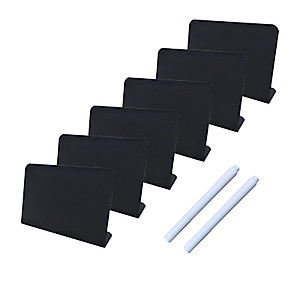 Medsuo 6pcs Mini Chalkboard Signs, L-Shape Small Blackboard with 2 Erasable Blackboard Pens for School, Weddings Table Sign, Party Food Signs, Bakery, Message Board Signs (4 x 2.8 inch)