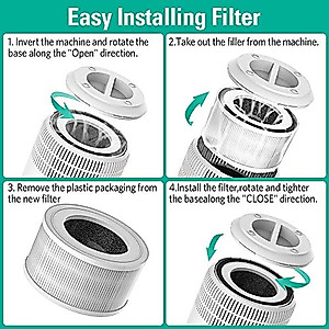 Afloia Air Purifiers for Home Large Room Up to 880 Ft² Fillo Black, Efficient Filter Air Cleaner for Home with Original Replacement Filter