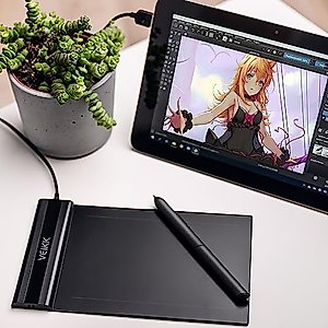 Drawing Tablet,VEIKK S640 Digital Graphics Tablet, 6x4 Inch Ultra-Thin Portable OSU! Tablet, Battery-Free Stylus for OSU! Game and Teaching Online Classes,Support Windows Mac Linux Chrome Android OS