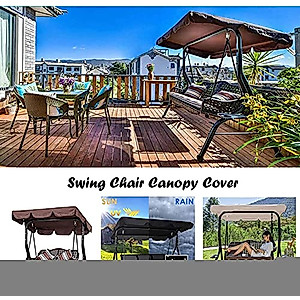 Outdoor Swing Canopy Replacement,Waterproof Outdoor Patio Swing Canopy Blocking Sunshade for Swing Cover Patio Hammock Cover Top Garden-Only Canopy Cover