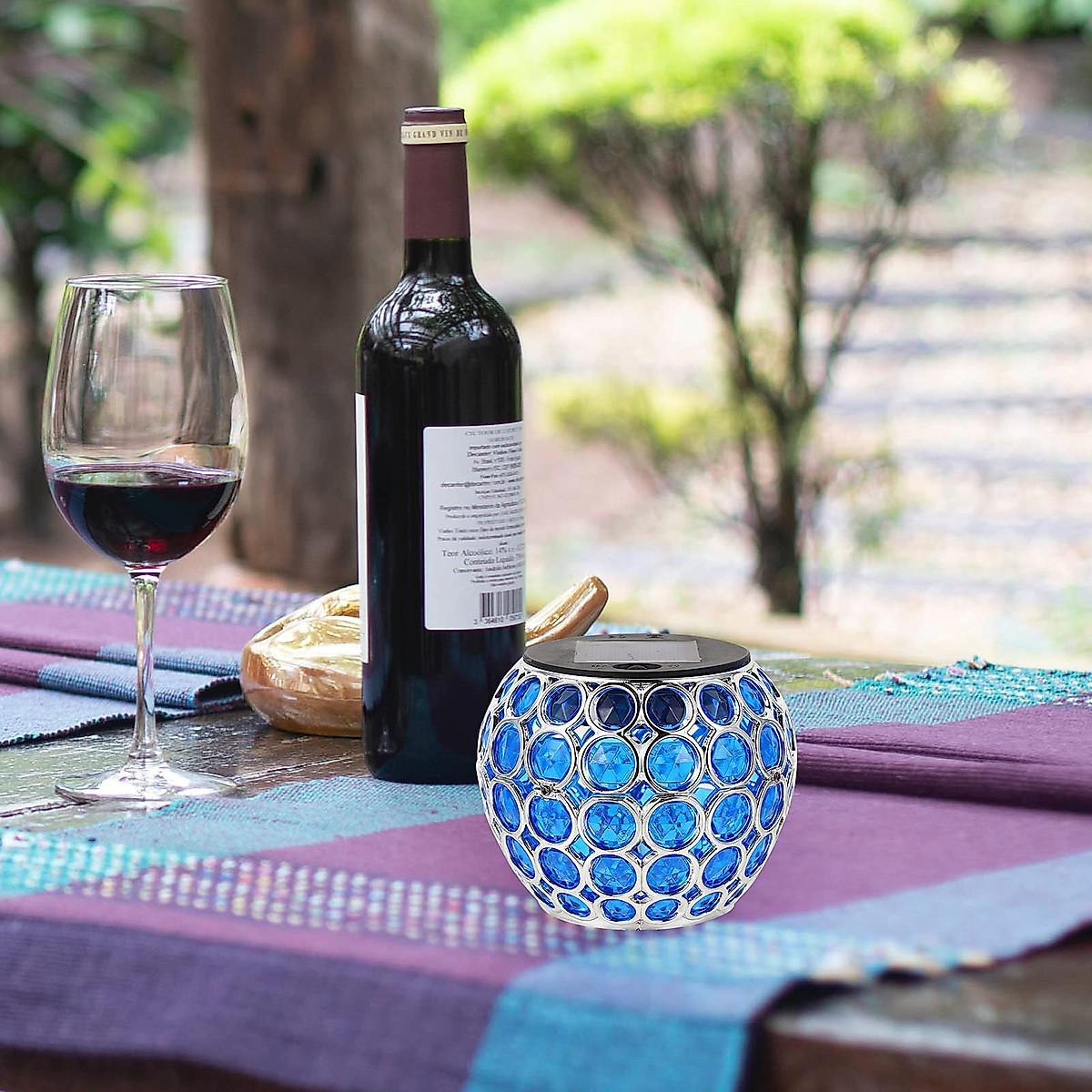 Uonlytech 1pc Outdoor Solar Pendant Lamp Decor Hollow- Out Lamp Decor