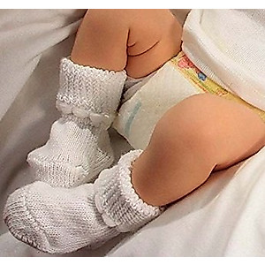 Nurses Choice White Newborn Baby Socks Includes 6 Pairs of Unisex Cotton Socks