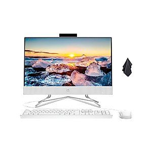 HP 2022 All-in-One Desktop, 21.5" Diagonal FHD (1920 x 1080) Display, Intel Duel Core Celeron J4025 Processor, Webcam, WiFi-AC, Bluetooth, HDMI, White, Windows 11 (16GB RAM | 512GB SSD)
