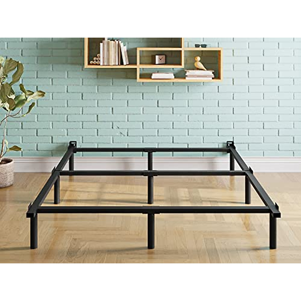 RLDVAY Queen-Bed-Frame, 9 Inch Metal Bed-Frame-Queen for Box Spring, Quick & Easy Assembly, Heavy Duty Queen Size Bed Frame Noise Free, Black