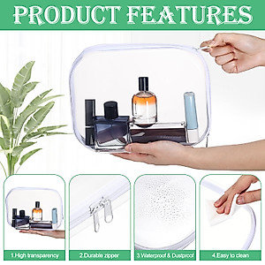 Yeyeplum 3 Pcs Zippered Hard Pouch Clear Storage Bins Stackable Capacity Hard Plastic Zipper Case PVC Travel Bag Toy Bins Clothes Storage Organizer Clear Cosmetics Bag Portable Durable Toiletry Bag