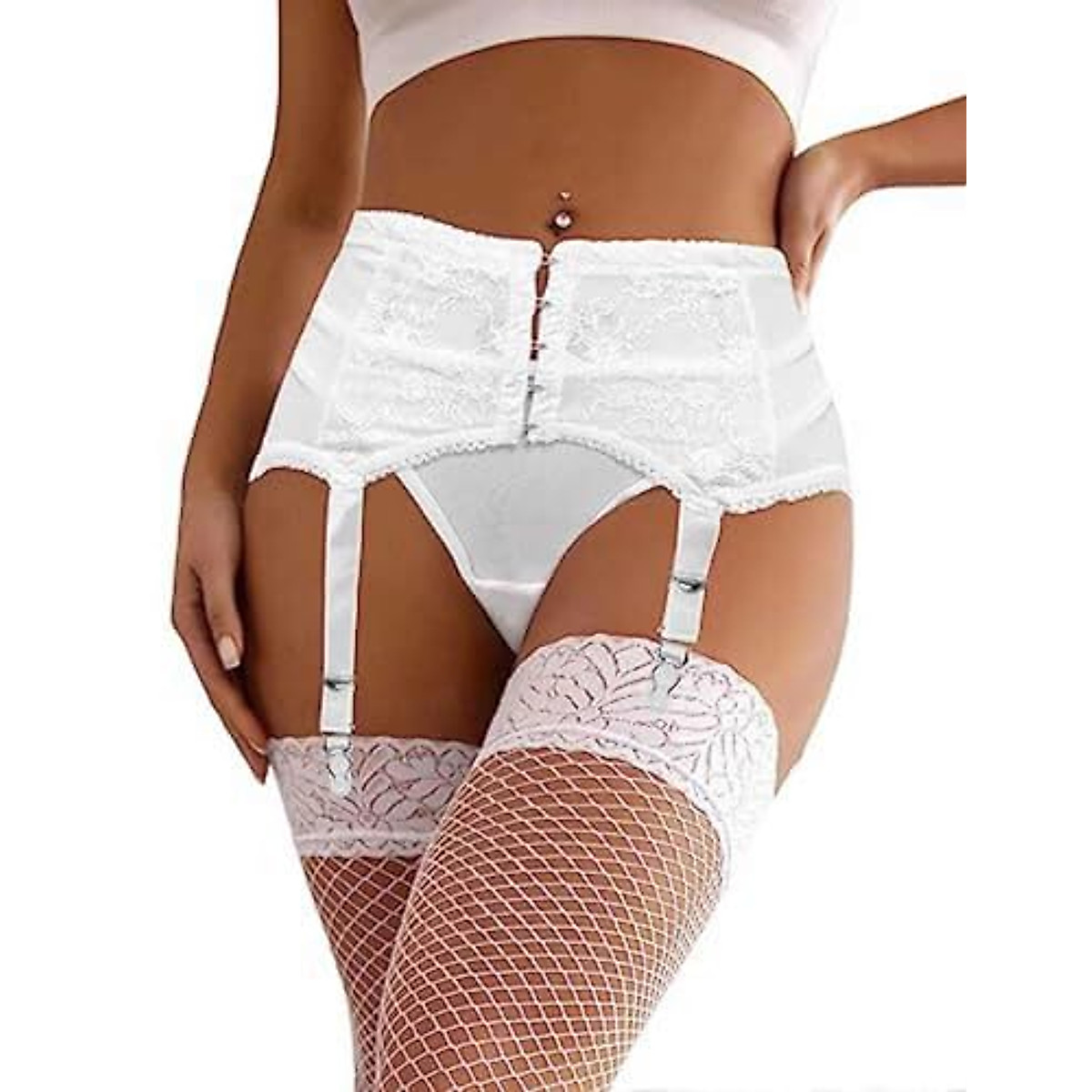 Love Salve Lingerie for Women - Sexy 2-Piece Garter Belt Set with Lace & Adjustable Straps - Valentine's Day Lingerie Women - Garter Belt with Stockings for Women - Perfect Fit & Curves Enhancement