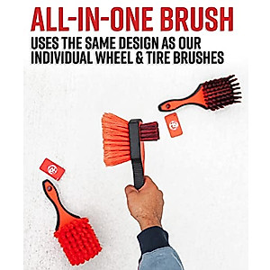 Adam's Double Sided Car Detailing Brush Wheel Brush & Tire Brush for Wheel Cleaning | Soft, Durable Chemical Resistant Bristles Against The Harshest Wheel & Tire Cleaner