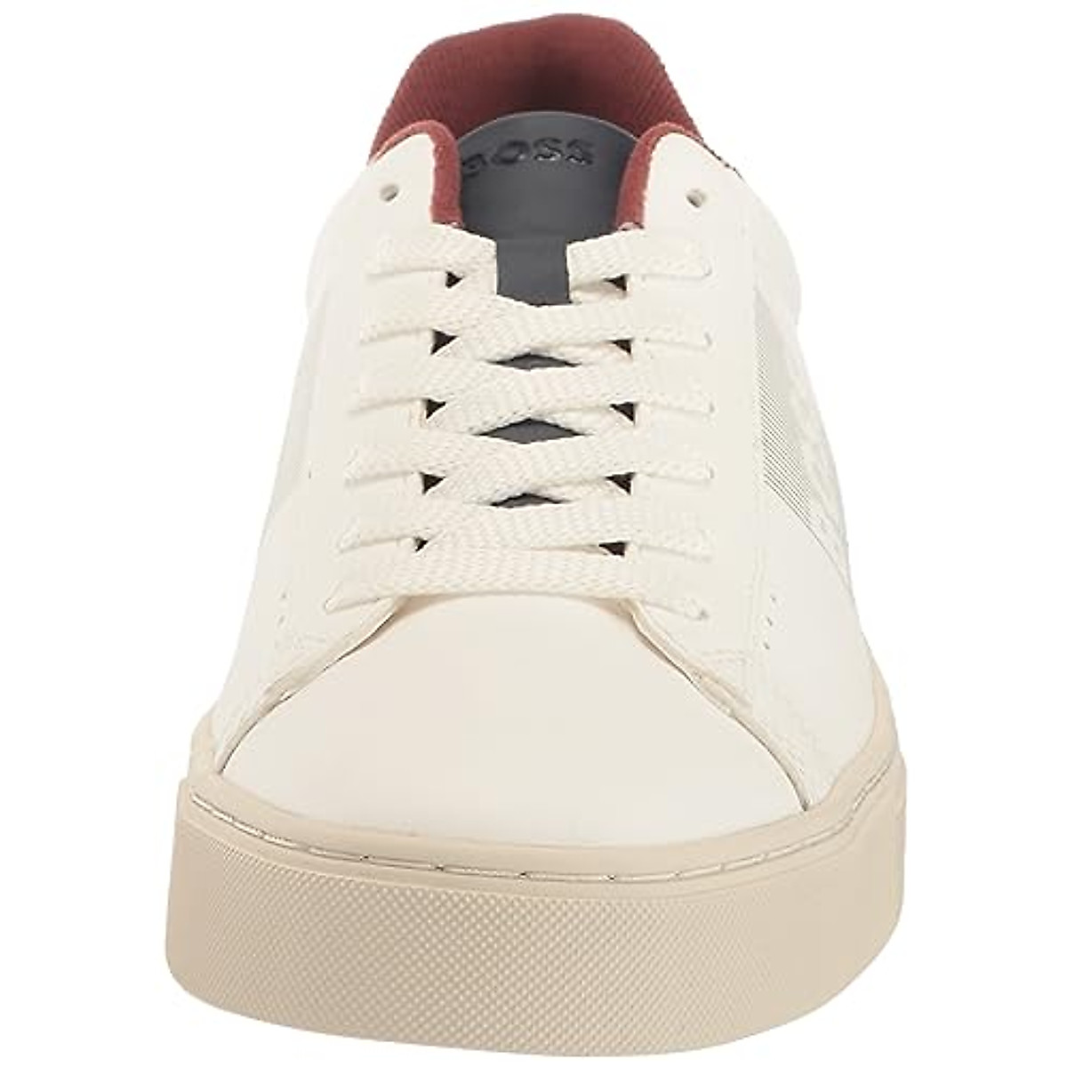 BOSS Men's Rhys Low Profile Cupsole Sneaker with Side Logo, Cloud White/Brown, 10