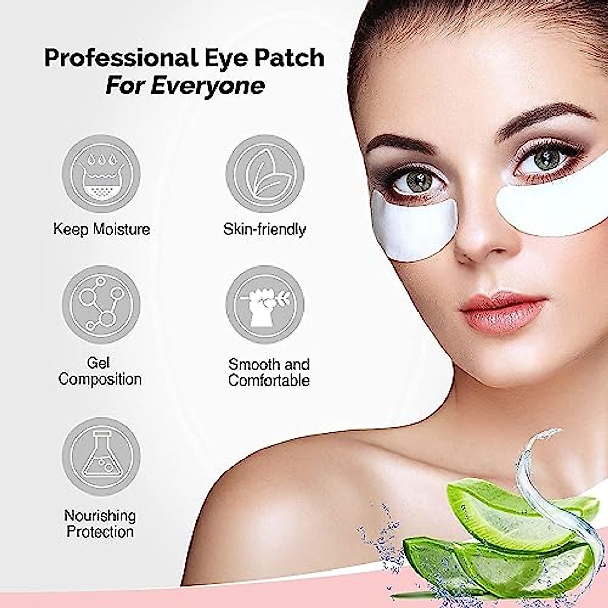 GreenLife 100 pairs 100% Naturel Eyelash Extension Under Eye Gel Pads patches kit Collagen with Aloe Vera Hydrogel Eye Patches set for Eyelash Extension Supplies Tools - 100 Pairs With Box
