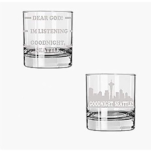 Brindle Southern Farms Frasier inspired etched rocks glass set of 2 - Frasier fan gift
