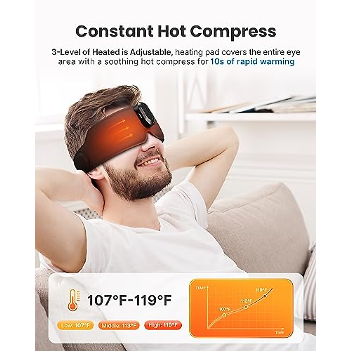 RENPHO Heated Sleep Mask with Bluetooth Headphone,Aromatherapy 3D Wireless Eye Mask for Side Sleeper, Warm Eye Compress Mask, Relaxation & Meditation Gifts for Men/Women