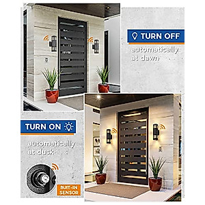 TENGXIN Outdoor Wall Light,Dusk to Dawn Modern Outdoor Wall Sconce with Stainless Steel Cylinder, Black Finish Wall Mount Light,E26 Socket,IP65 Waterproof,UL Listed.