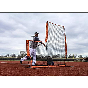 CHAMPRO MVP Portable Lightweight Protective L-Screen, Baseball/Softball Pitcher's Net, 7' X 7' Orange