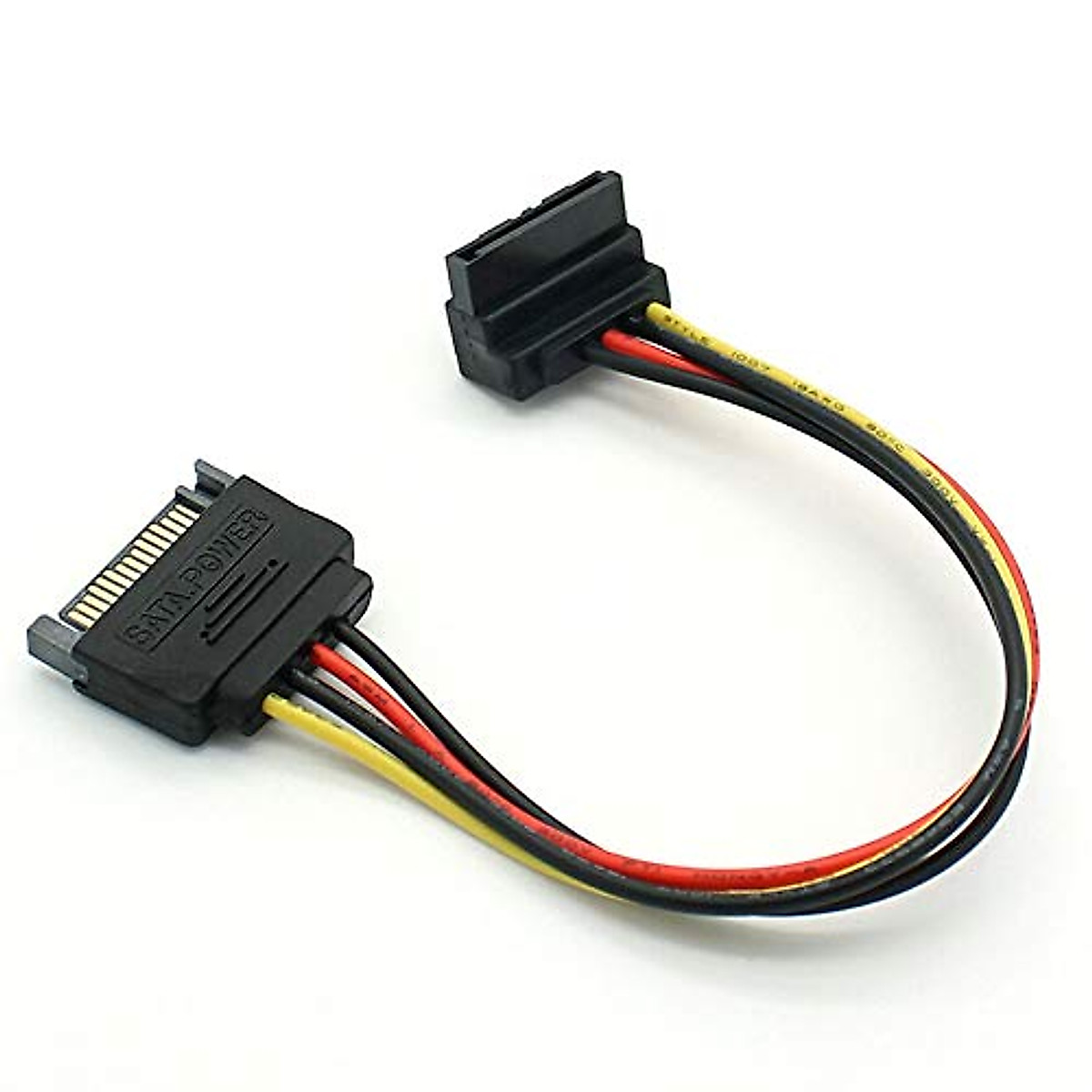 Tivid sata Power 90 Degree Adapter SATA 15pin Power Extension Cable,SATA 15 Pin Male to 90 Degrees Female Power Cable Adapter,0.5ft